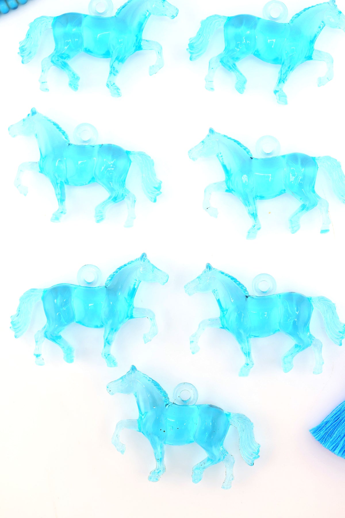 Aqua Translucent German Resin Year of the Horse Charms, 45mm Pendants ...