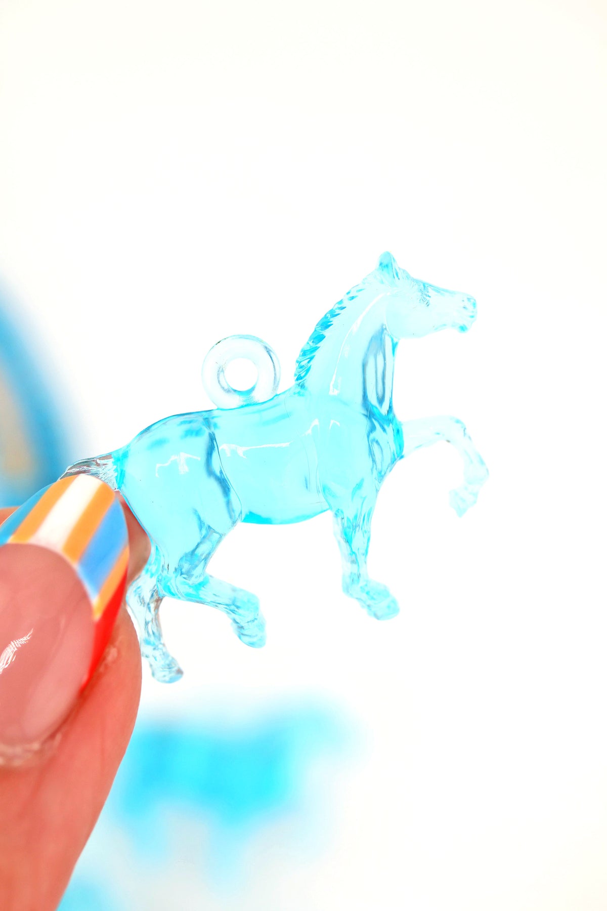 Aqua Translucent German Resin Year of the Horse Charms, 45mm Pendants ...