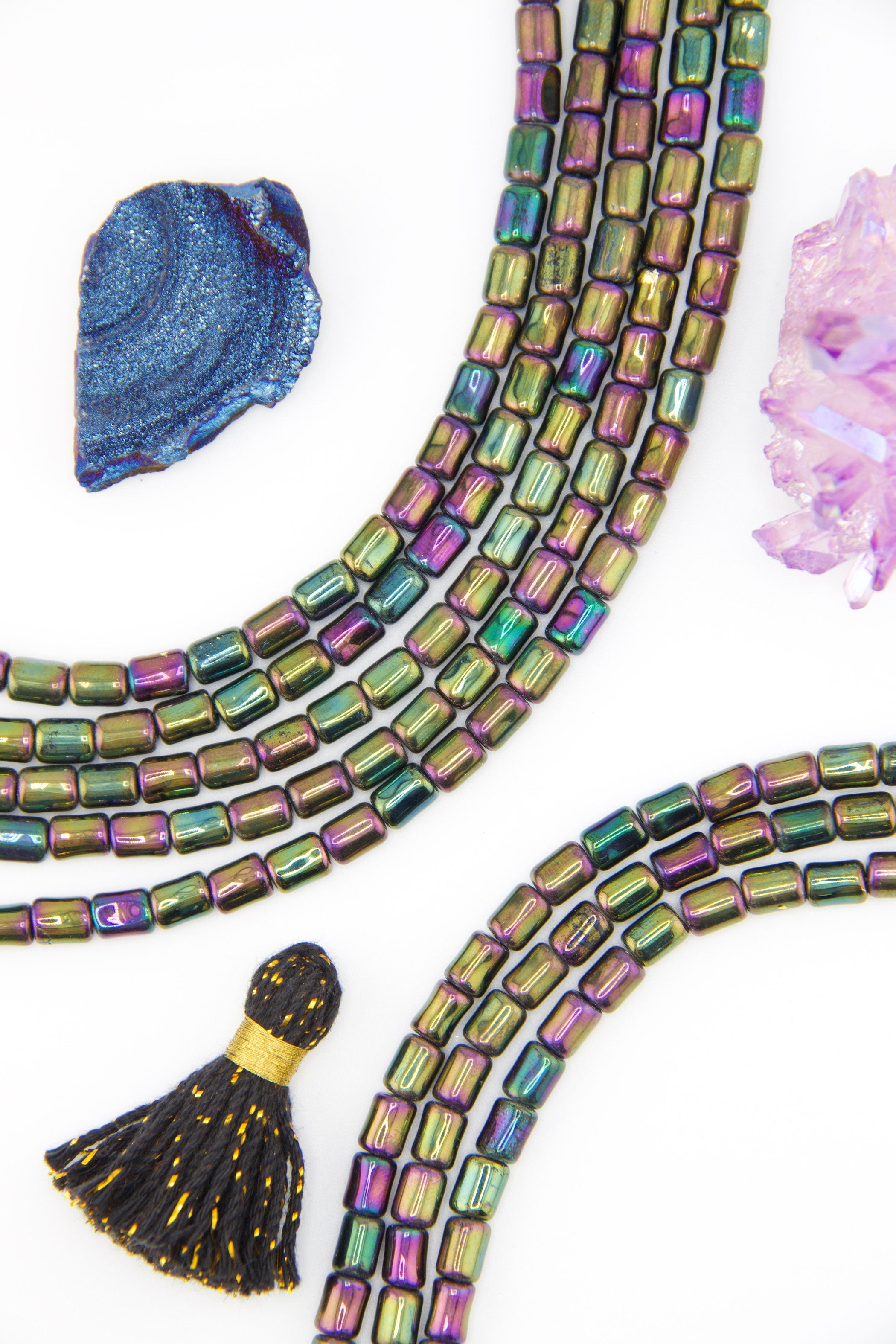 Oil Slick Czech Glass Tube Beads, 5x7mm – WomanShopsWorld