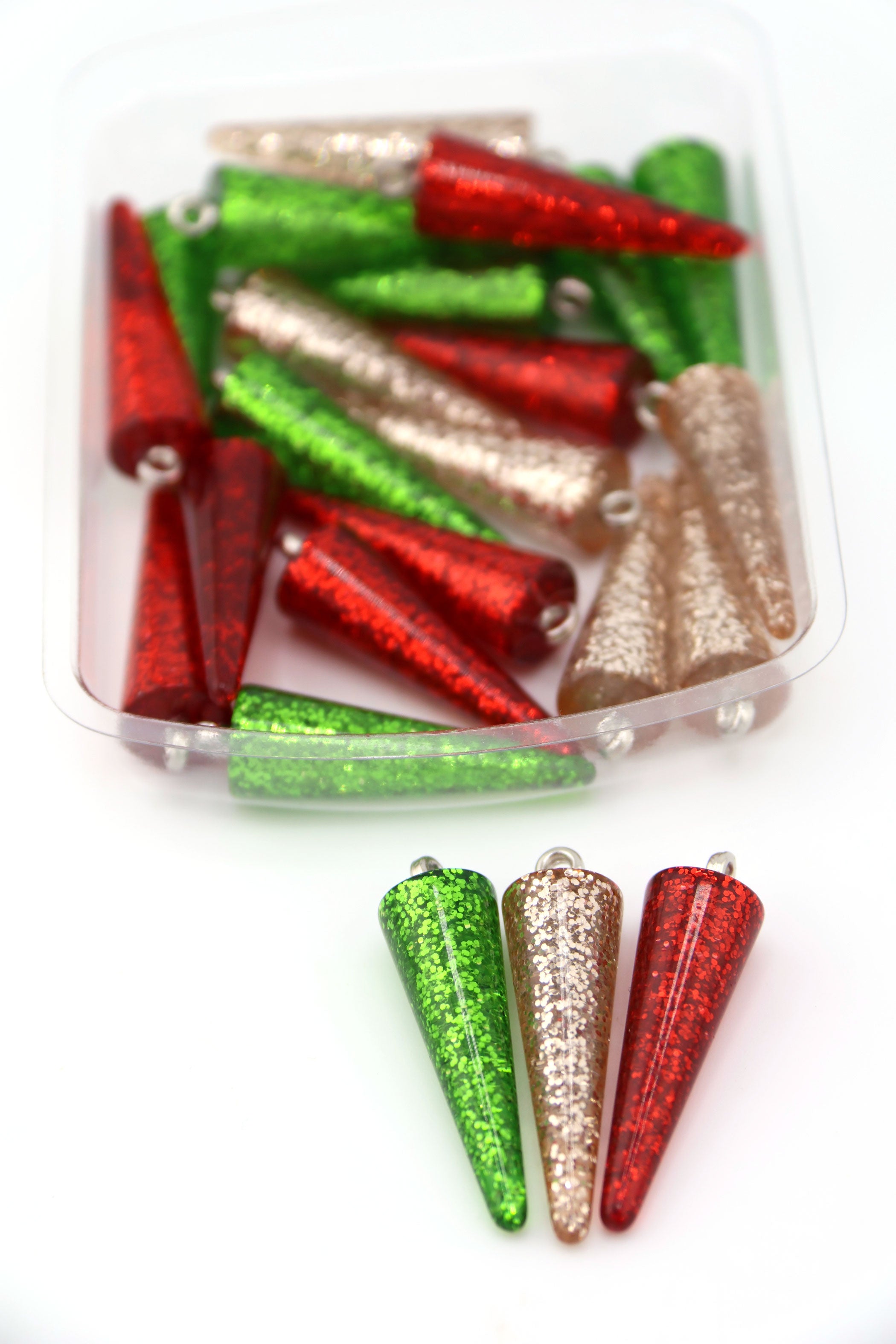 30mm Retro Christmas Glittery Cone Charms – WomanShopsWorld