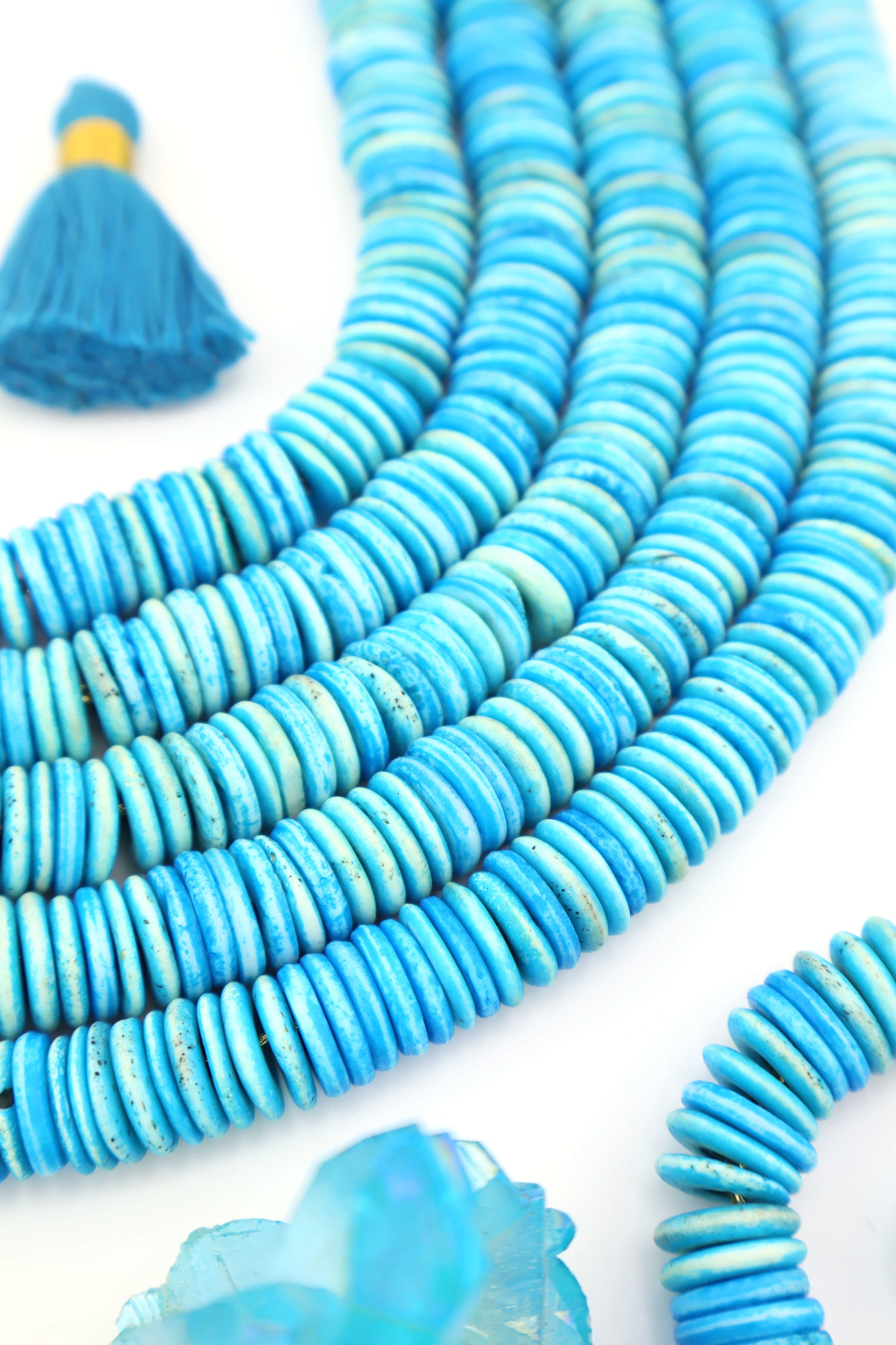Turquoise Bone Beads: Hand Carved Heishi Discs, 10mm, 100 Beads ...
