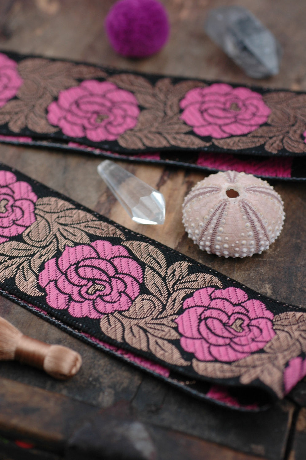Pink Blossom: Black Jacquard Ribbon from India, 2" wide – WomanShopsWorld
